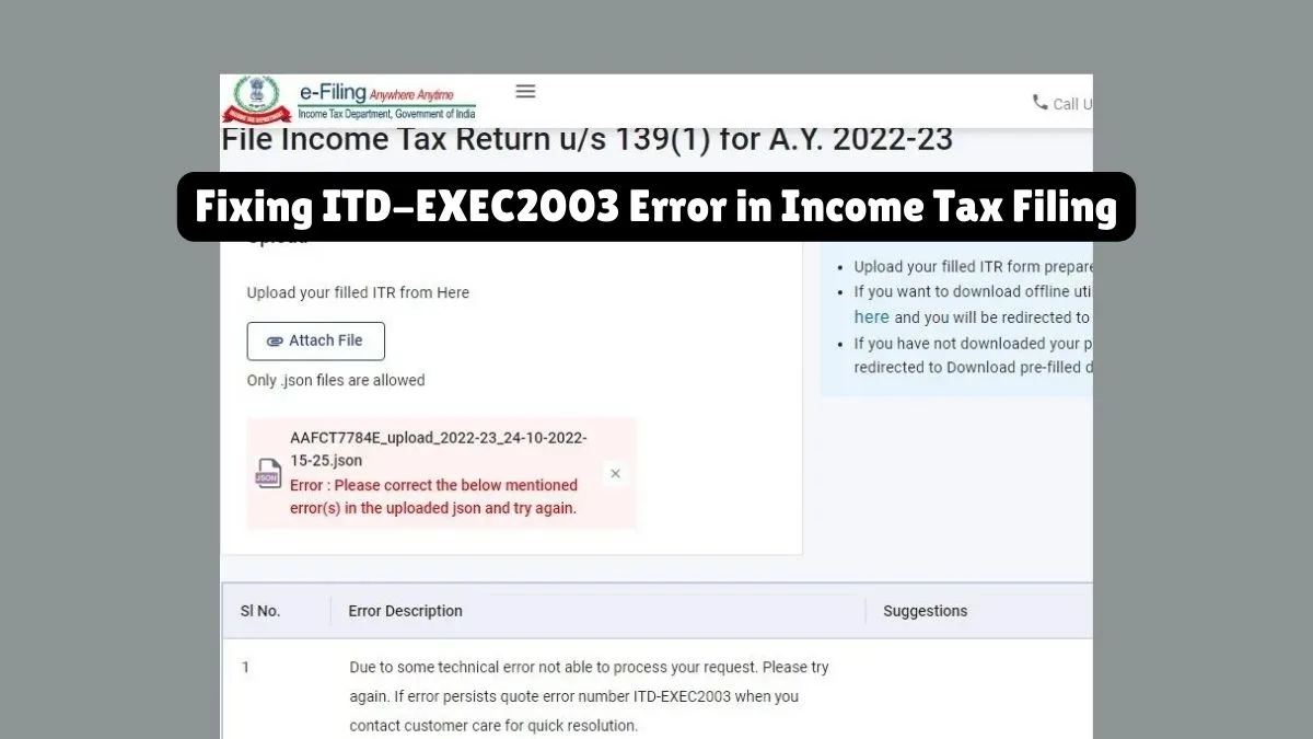 Error Code ITD-EXEC2003: Fix Income Tax Filing - Izoate