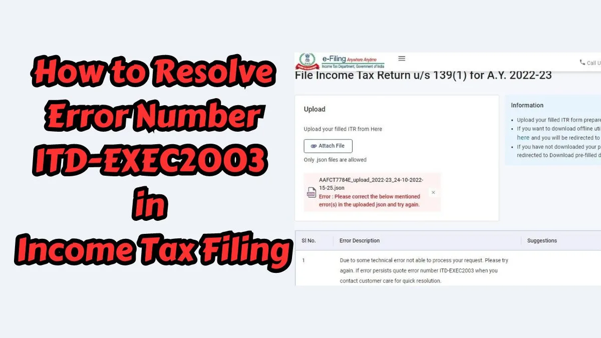How to Resolve Error Number ITD-EXEC2003 in Income Tax Filing - Izoate