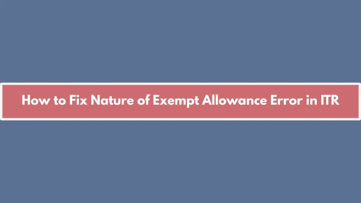 How to Fix Nature of Exempt Allowance Error in ITR - Izoate